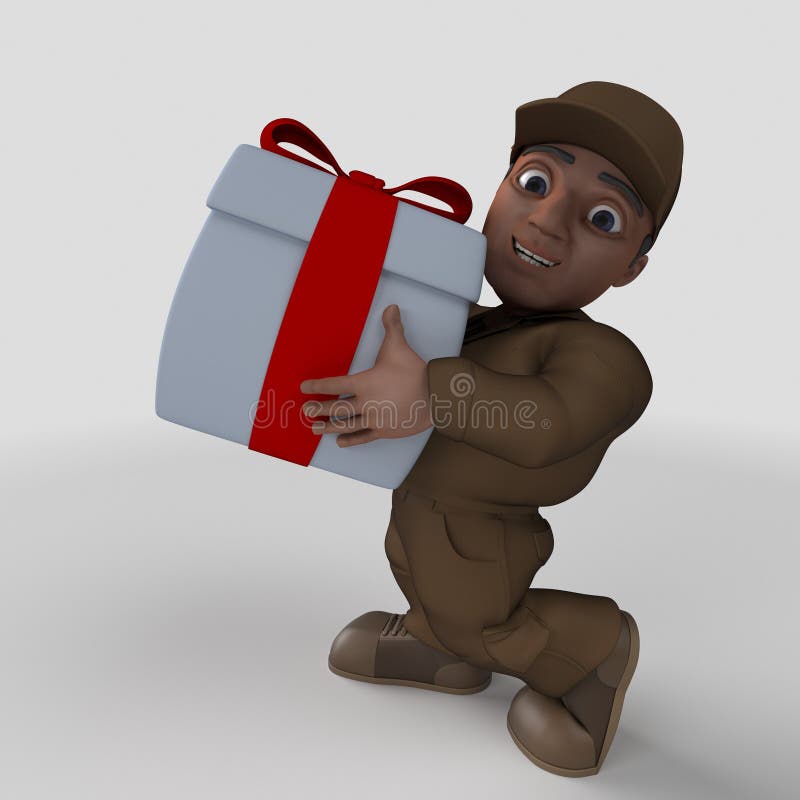 3D Cartoon Delivery Driver stock illustration. Illustration of render ...