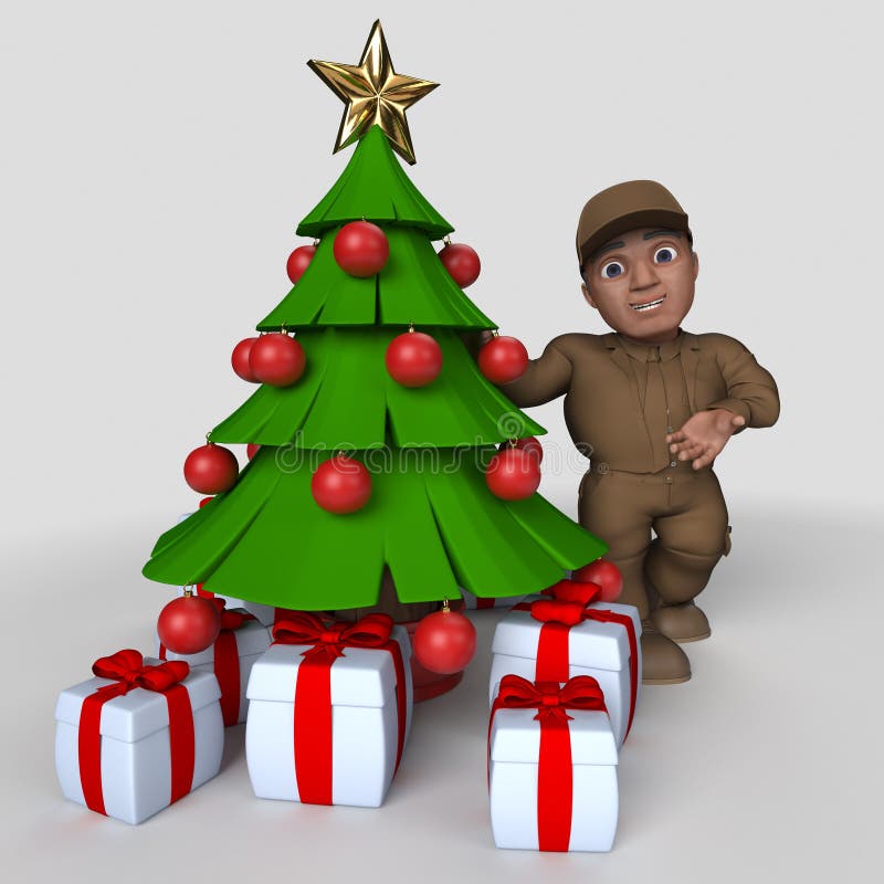 3D Cartoon Delivery Driver stock illustration. Illustration of holiday ...
