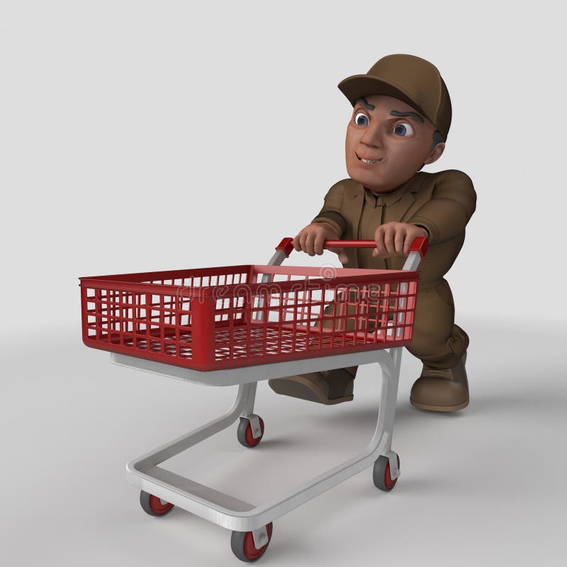 3D Cartoon Delivery Driver stock illustration. Illustration of package ...