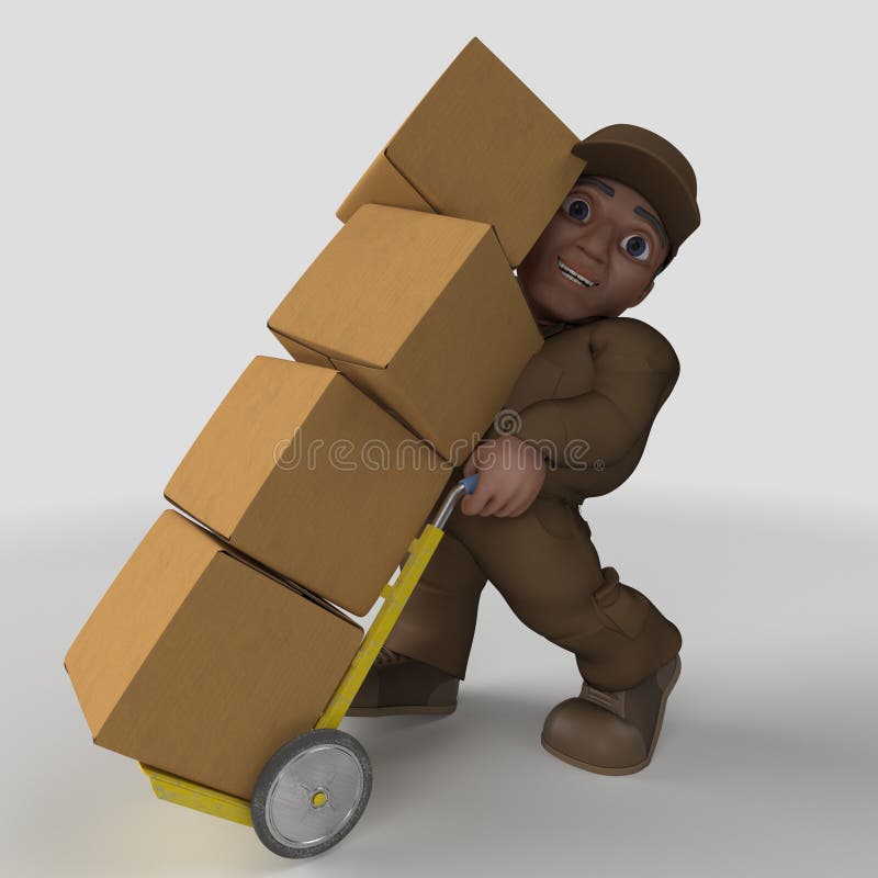 3D Cartoon Delivery Driver stock illustration. Illustration of safe ...
