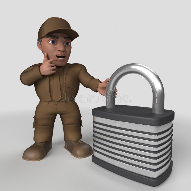 3D Cartoon Delivery Driver stock illustration. Illustration of parcel ...