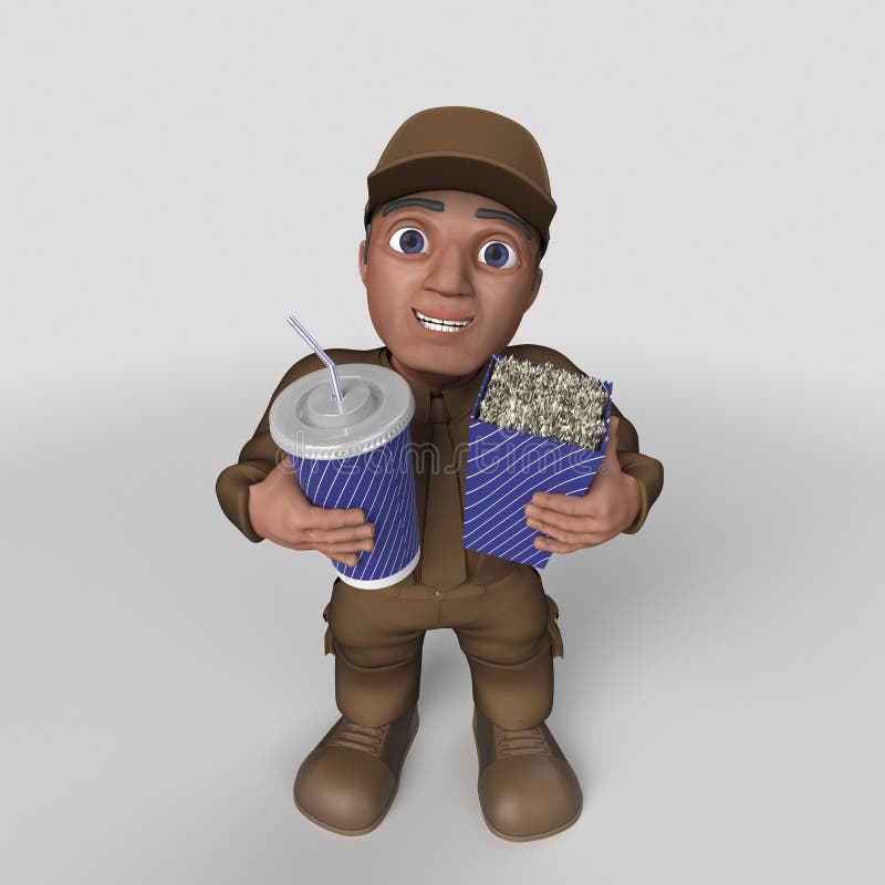 3D Cartoon Delivery Driver stock illustration. Illustration of render ...