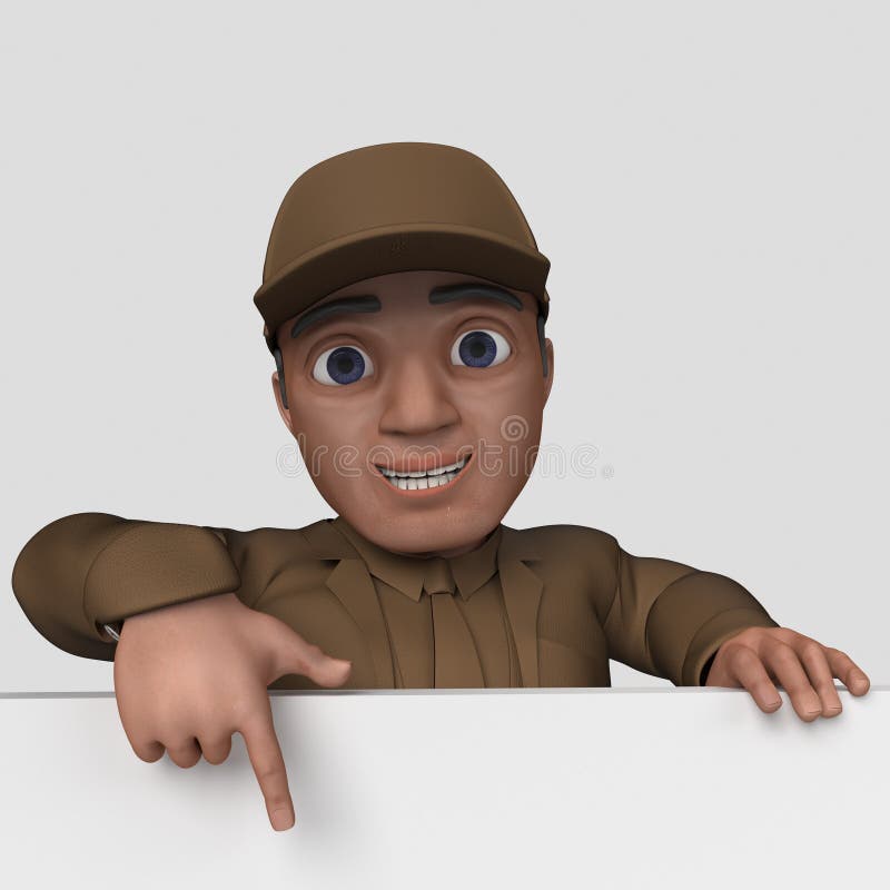 3D Cartoon Delivery Driver stock illustration. Illustration of courier ...