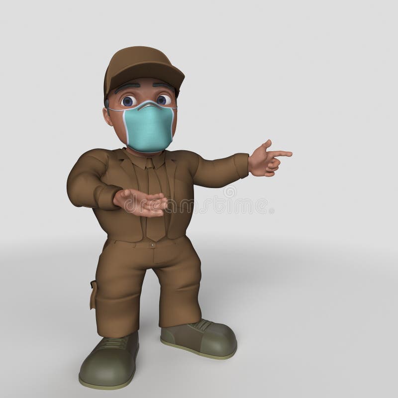 3D Cartoon Delivery Driver stock illustration. Illustration of service ...