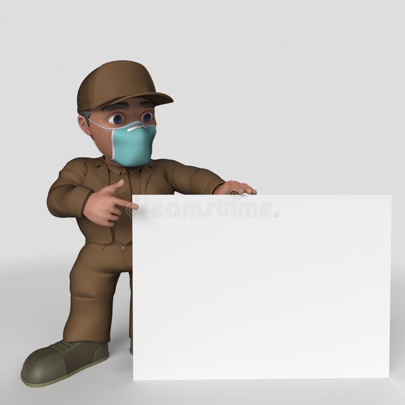 3D Cartoon Delivery Driver stock illustration. Illustration of render ...