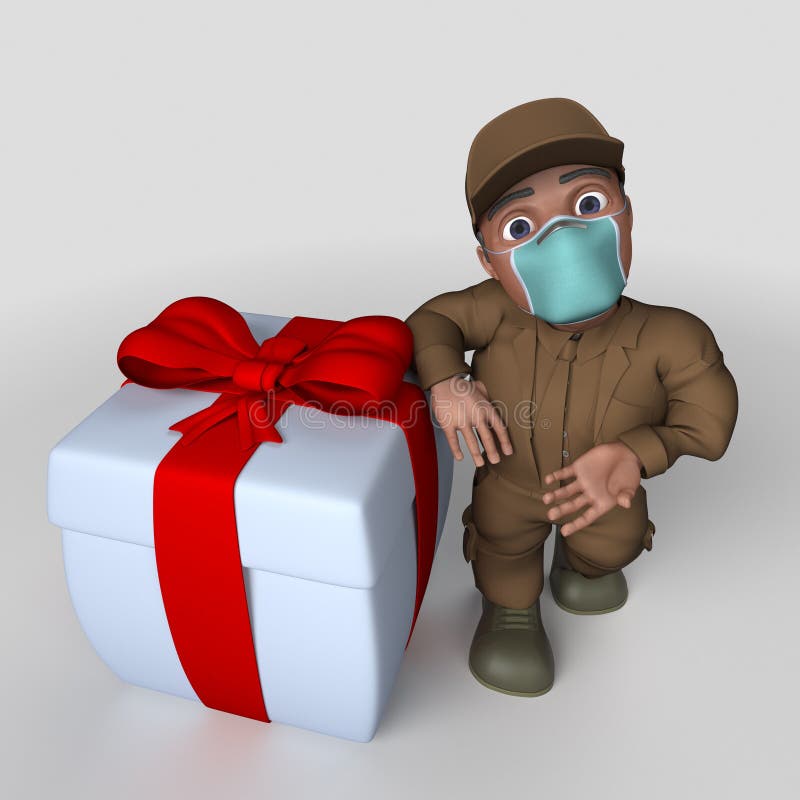 3D Cartoon Delivery Driver stock illustration. Illustration of safe ...