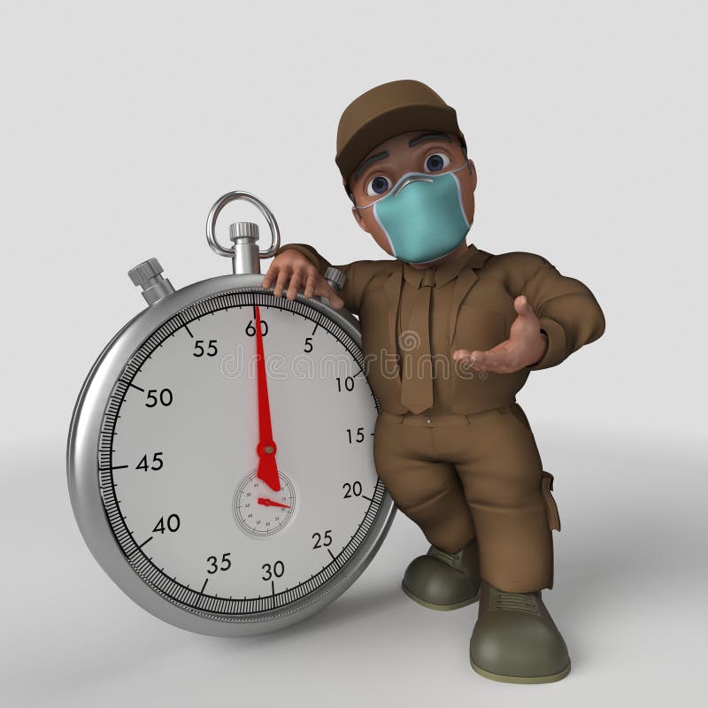 3D Cartoon Delivery Driver stock illustration. Illustration of parcel ...