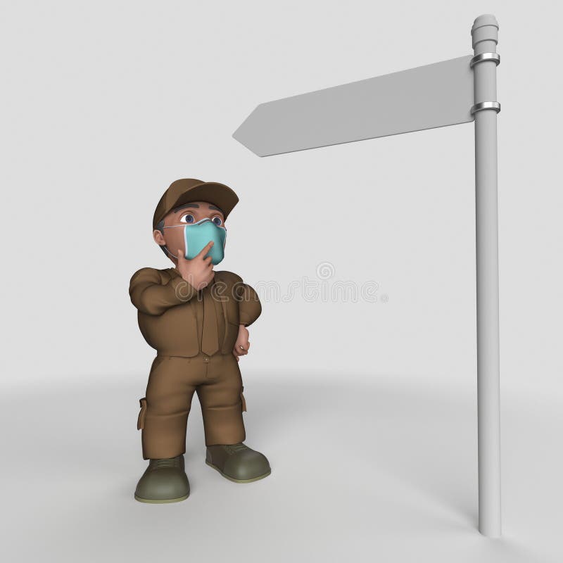 3D Cartoon Delivery Driver stock illustration. Illustration of mask ...