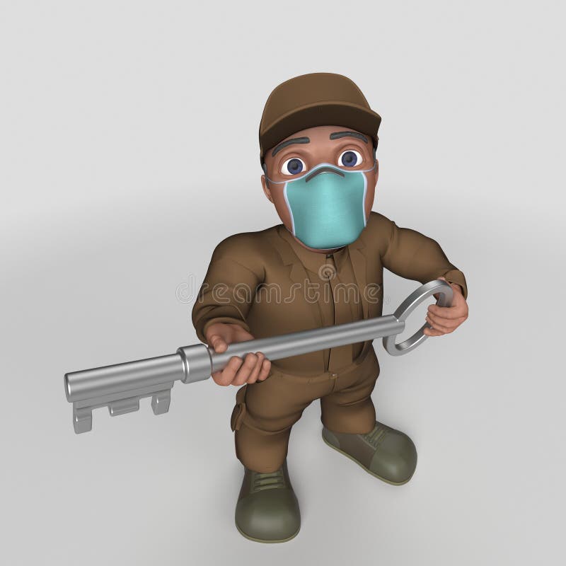 3D Cartoon Delivery Driver stock illustration. Illustration of order ...