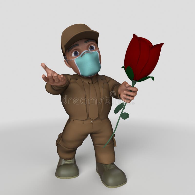 3D Cartoon Delivery Driver stock illustration. Illustration of covid ...