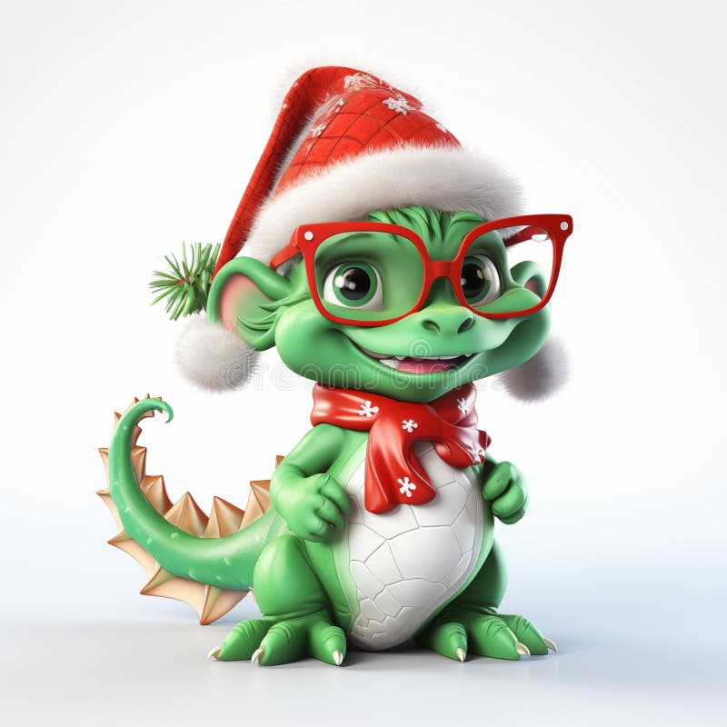 Christmas 3D Cartoon Dragon Generative Ai Stock Illustration ...