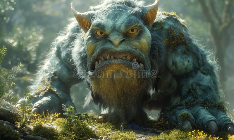 3D, Cartoon Evil Goblin in the Forest, Close-up. Stock Photo - Image of ...