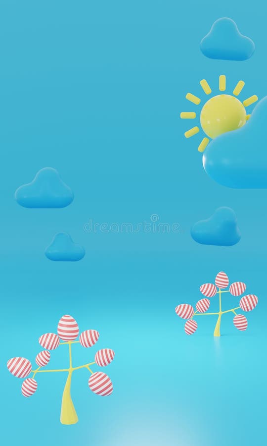 3D Cartoon Fantasy Easter Landscape. Abstract Background with Trees ...