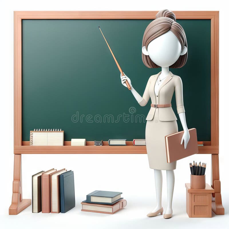 3D Cartoon Teacher at Blackboard with Pointer Stock Illustration ... 3D Cartoon Teacher at Blackboard with Pointer Stock Illustration ...