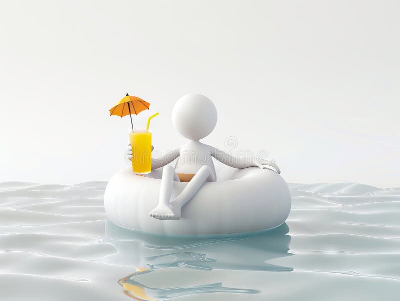 3D cartoon figure in pool stock illustration. Illustration of swimming ...