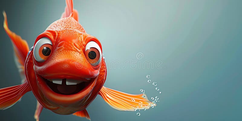 3D Cartoon Fish Character Style Professional Stock Photo - Image of ...