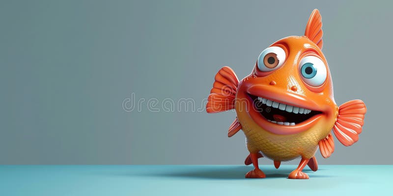3D Cartoon Fish Character Style Professional Stock Photo - Image of ...
