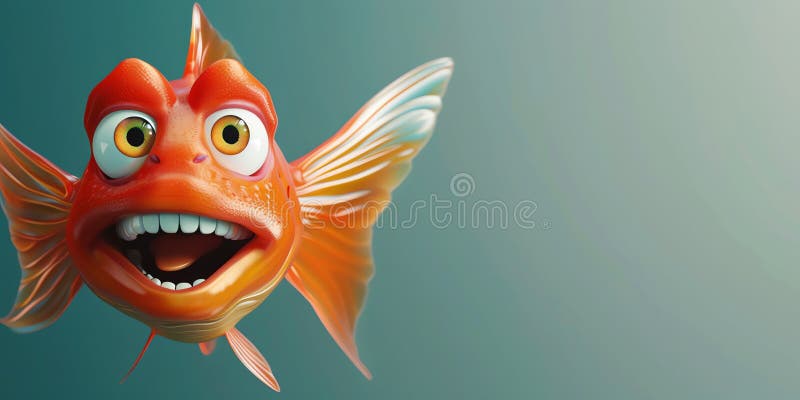 3D Cartoon Fish Character Style Professional Stock Image - Image of ...