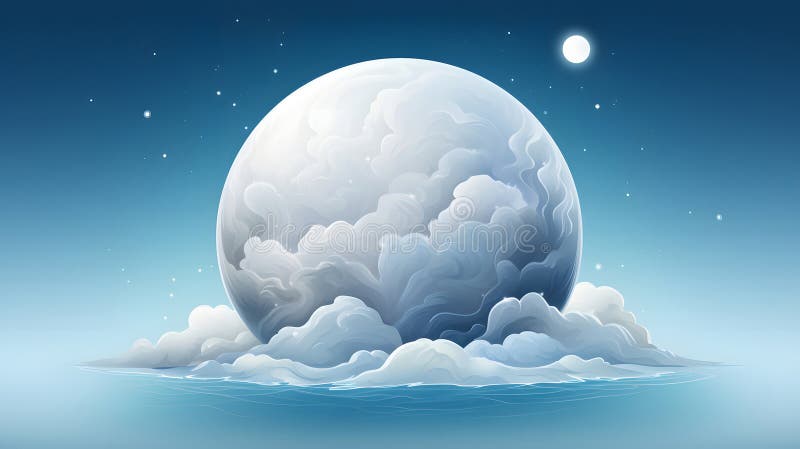 3D Cartoon Full Moon on Night Sky Stock Illustration - Illustration of ...