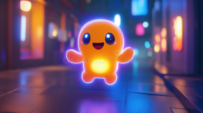 3D Cartoon Game Character Flying with Glow Effect Stock Illustration ...