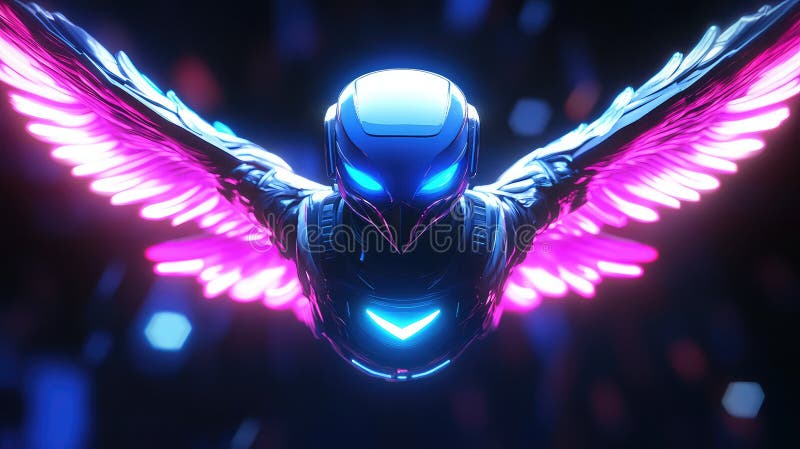 3D Cartoon Game Character Flying with Glow Effect Stock Illustration ...