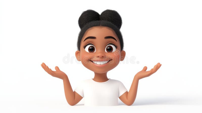 3D Cartoon Girl Presenting, Isolated on White Background, 3D Rendering ...