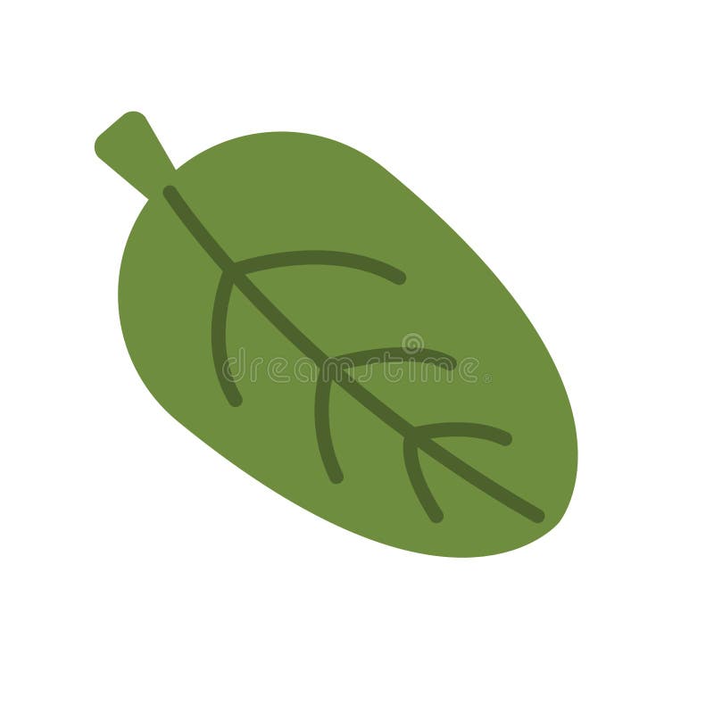 2D Cartoon Green Leaf Flat Design Stock Illustration - Illustration of ...