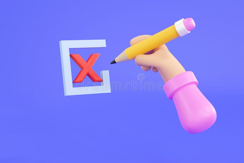 Cartoon Hand Checklist Concept, Checking Mark on the Check Boxes with ...