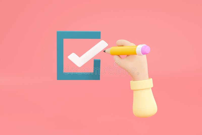 Cartoon Hand Checklist Concept, Checking Mark on the Check Boxes with ...
