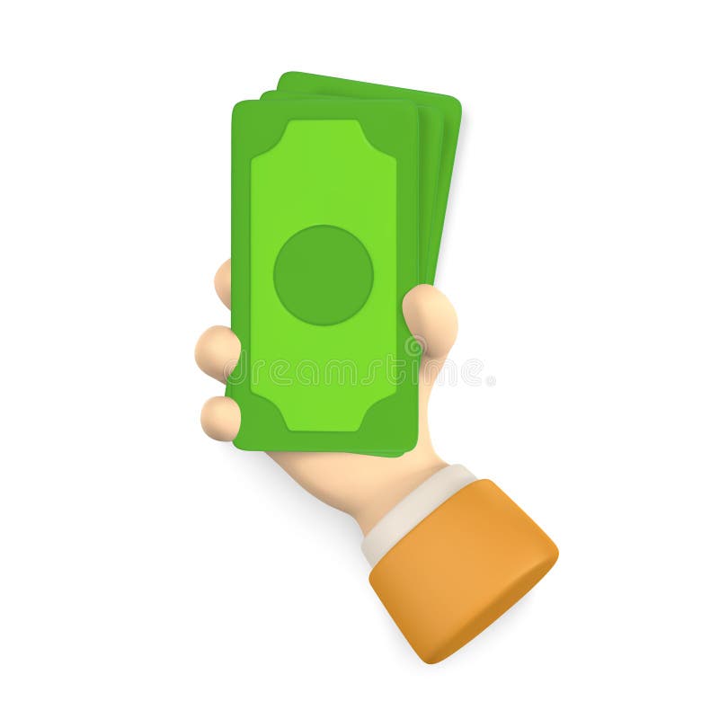3d Cartoon Hand Holds Dollar. Concept of Financial Operation Stock ...