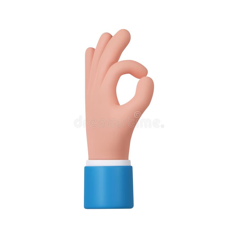 3d Cartoon Hand Making OK Gesture Stock Vector - Illustration of hand ...