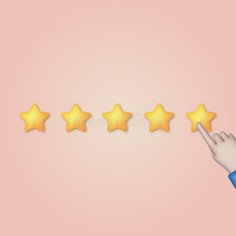 3d Cartoon Hand Pointing To Five Star Rating. Vector Stock Vector ...