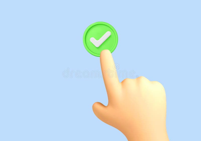 3D Green Accept Sign Cartoon Render Style Stock Vector - Illustration ...