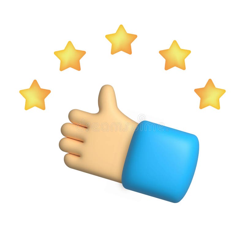 3D Cartoon Hand Thumb Up for Good Feedback. Vector Stock Vector ...