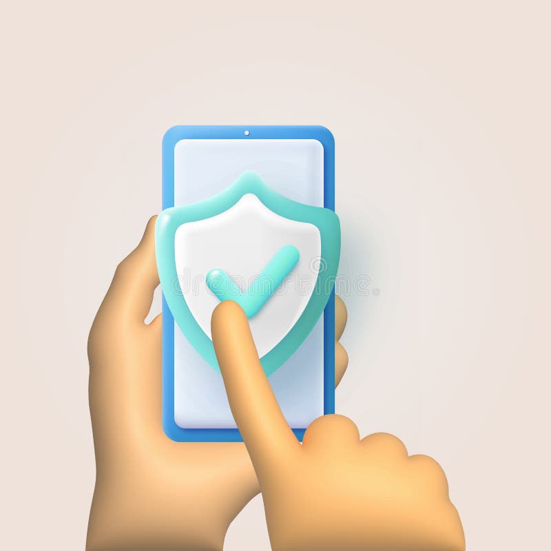 3d Cartoon Hand Use Smartphone Screen. Vector Stock Vector ...