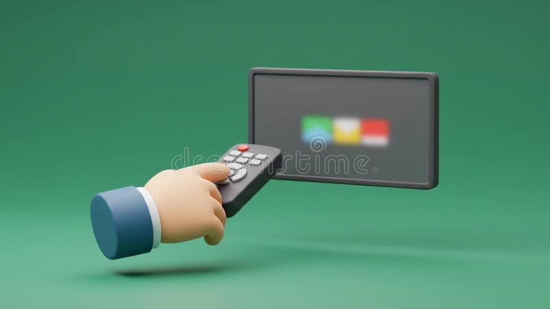 3D Cartoon Hand Using Remote Stock Footage - Video of television ...