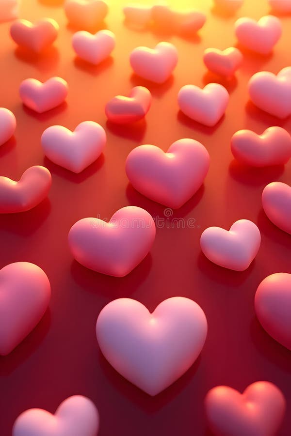 2D Cartoon,hearts in Various Colors. it is a Pattern Stock Image ...