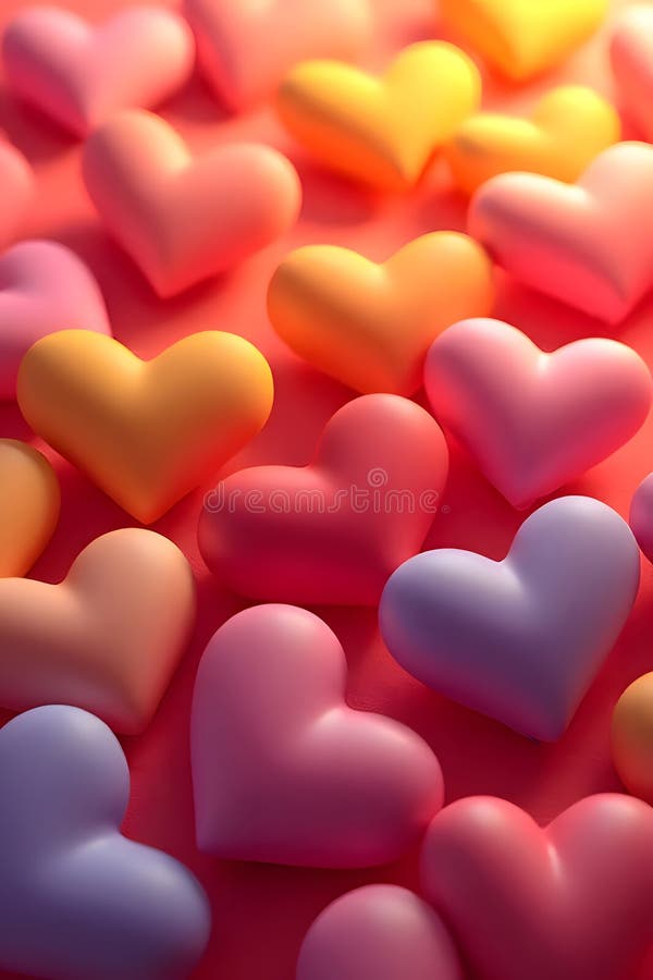 2D Cartoon,hearts in Various Colors. it is a Pattern Stock Illustration ...