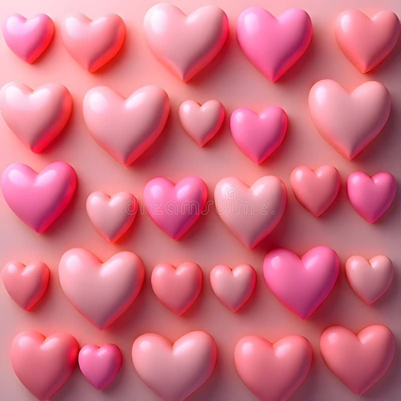 2D Cartoon,hearts in Various Colors. it is a Pattern Stock Photo ...