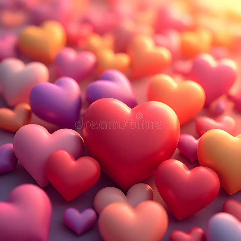 2D Cartoon,hearts in Various Colors. it is a Pattern Stock Image ...