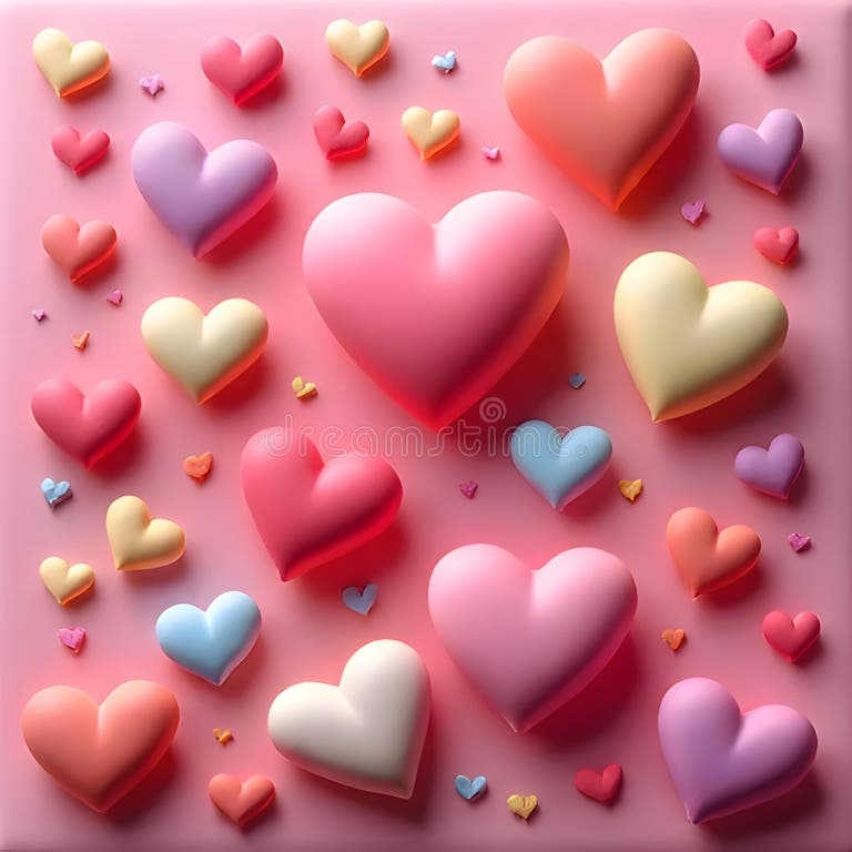 2D Cartoon,hearts in Various Colors. it is a Pattern Stock Illustration ...