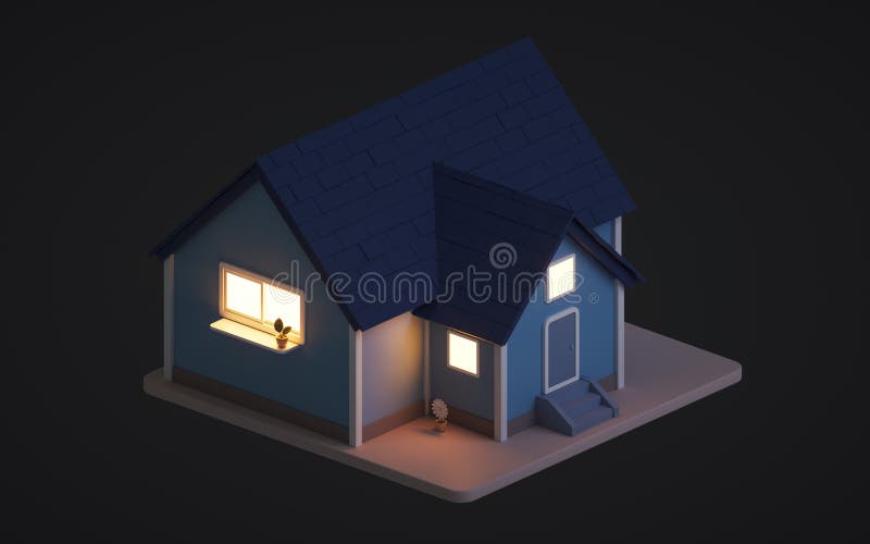3D Cartoon House, Residence House, 3d Rendering Stock Illustration ...