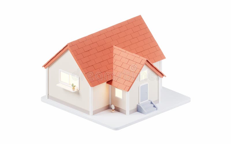 3D Cartoon House, Residence House, 3d Rendering Stock Illustration ...