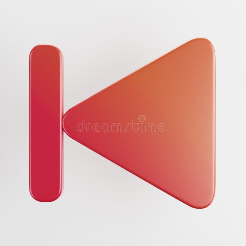 A 3D Cartoon Icon or Emblem of a Backwards or Rewind or Scrub Back ...