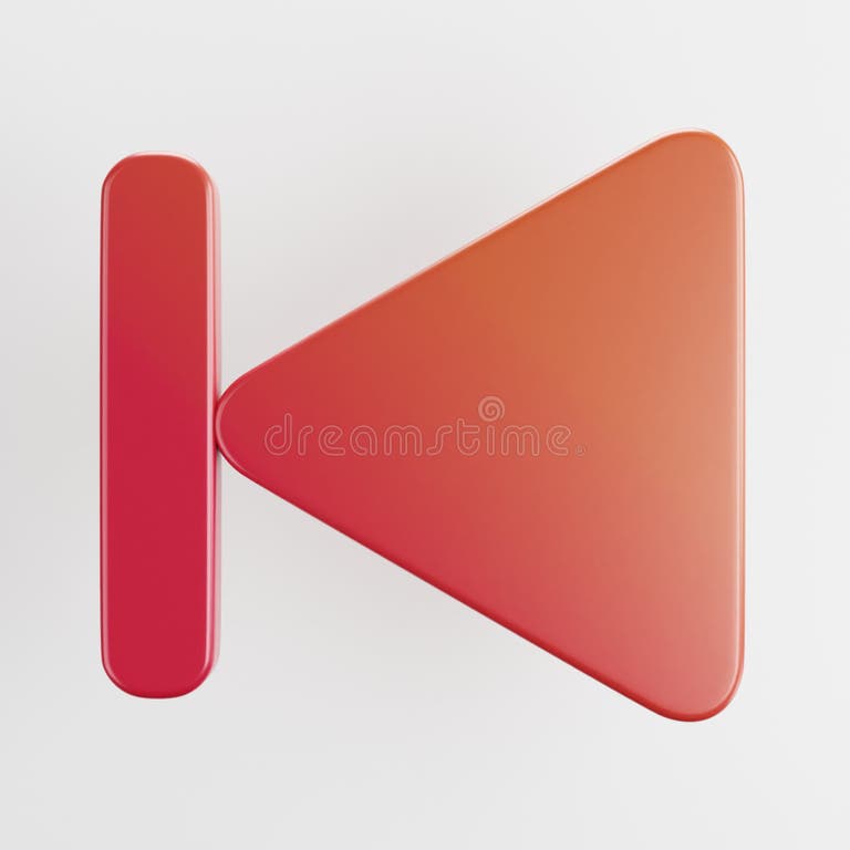 A 3D Cartoon Icon or Emblem of a Backwards or Rewind or Scrub Back ...