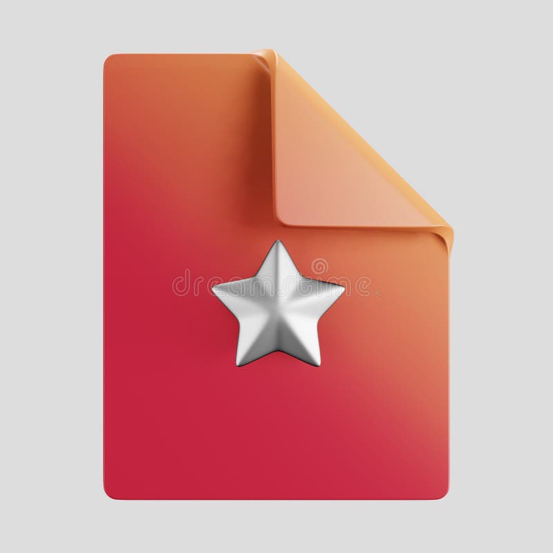 A 3D Cartoon Icon or Emblem of a File or Digital Computer Document or ...