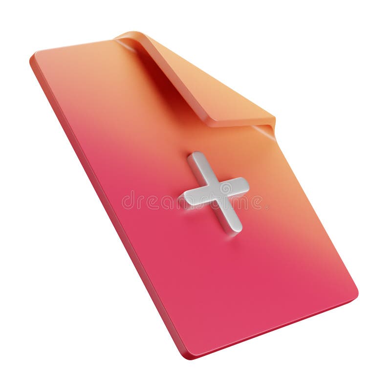 A 3D Cartoon Icon or Emblem of a File or Digital Computer Document or ...