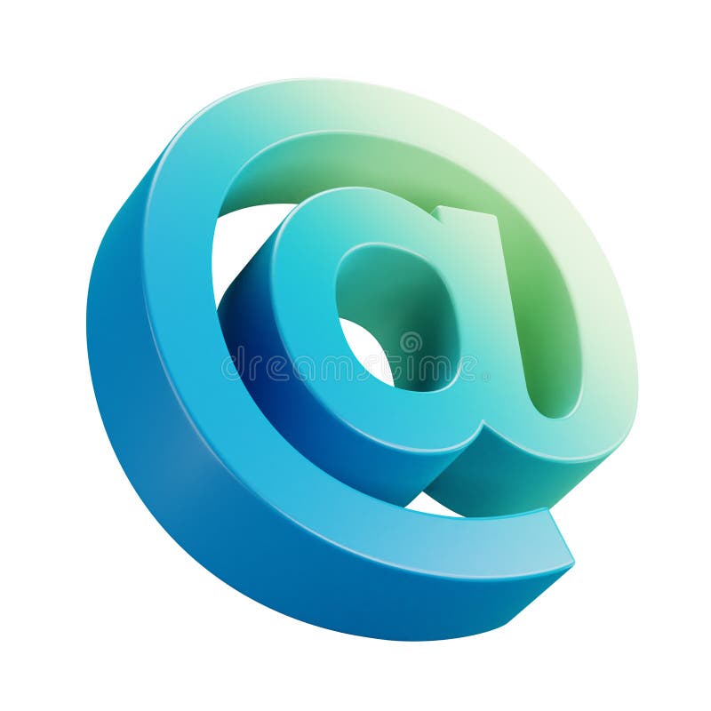 A 3D Cartoon Icon or Emblem of a @ Internet Icon Email Mail Stock ...