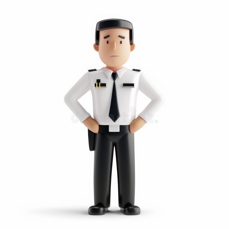 Serious Male Pilot Cartoon Character in Uniform Stock Illustration ...