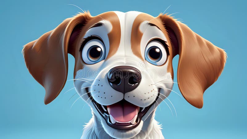 3D Cartoon Illustration of a Cute Dog Head with Floppy Ears and a ...